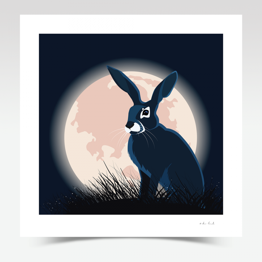 The Hare and the Moon (400 x 400mm) - Giclée Fine Art Print