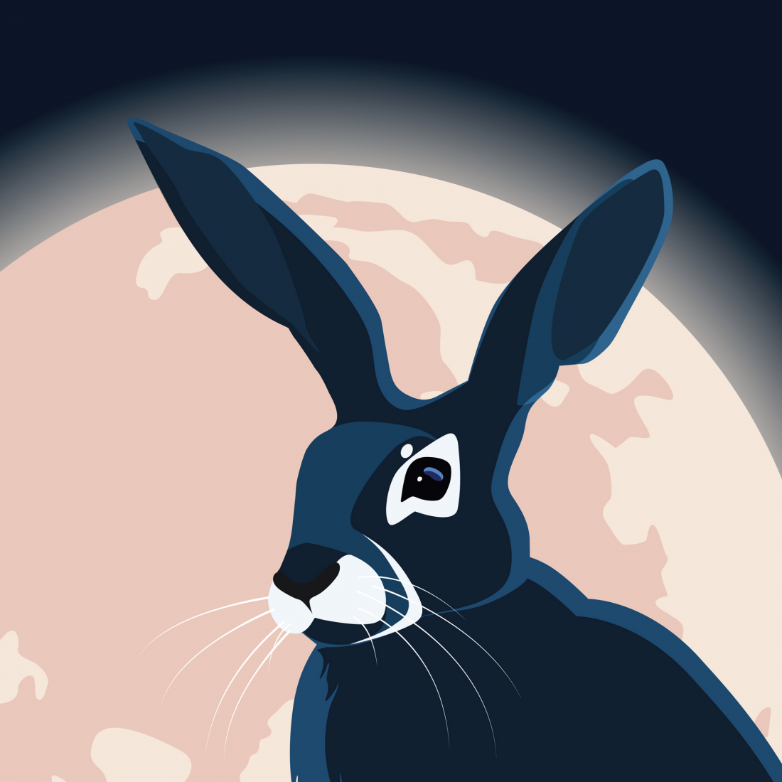 The Hare and the Moon (400 x 400mm) - Giclée Fine Art Print